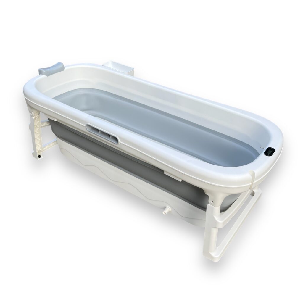 Originalt Foldebadekar med låg og termometer i grå - 150 x 62 cm 1195.-